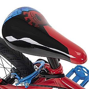 Huffy Marvel Spider-Man Kid Bike Quick Connect Assembly, Handlebar Plaque & Training Wheels, 16" Wheel, Red