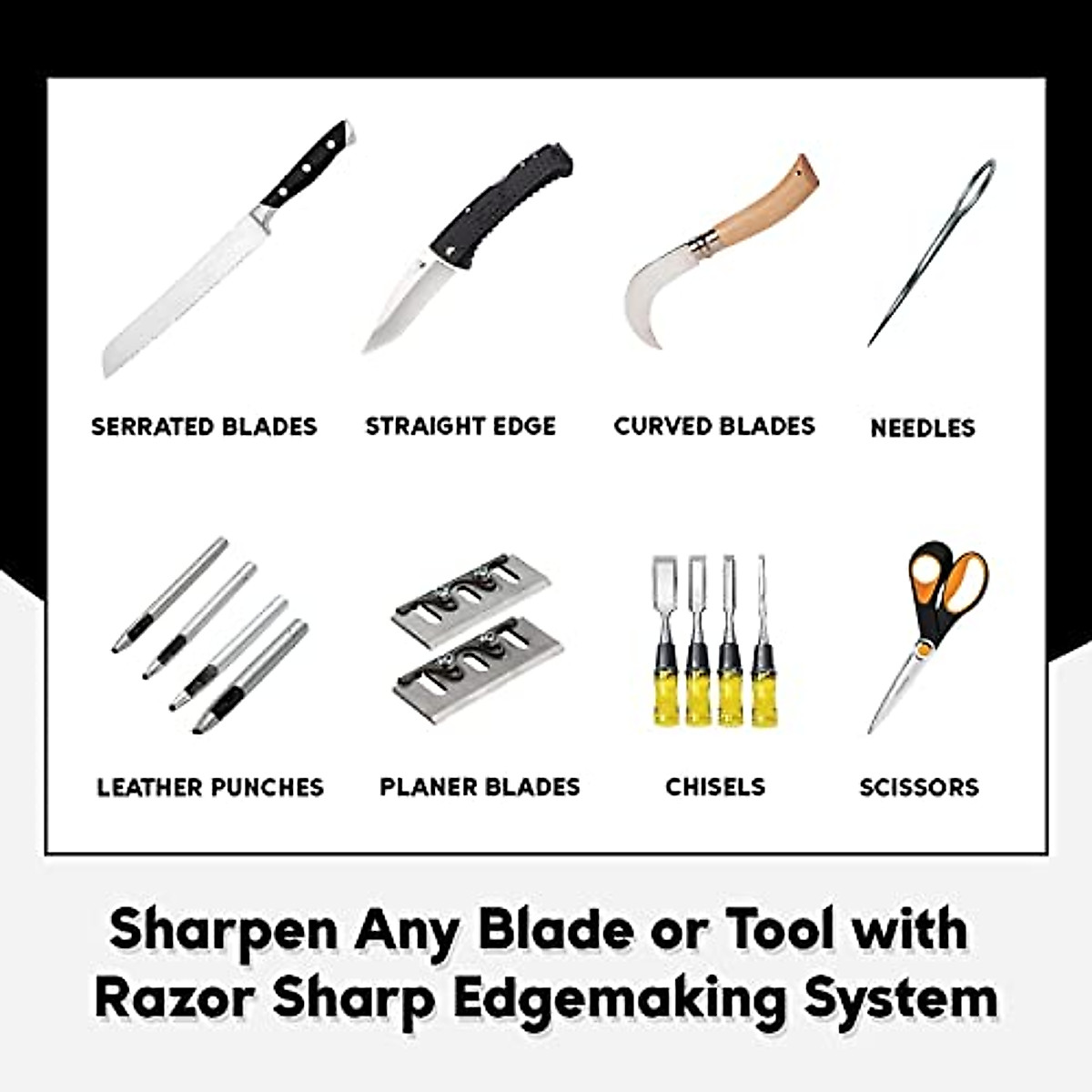 Razor Sharp Edgemaking System 8 Inch Deluxe Blade Sharpening Kit | For 6 Inch Bench Grinder | Made in the USA