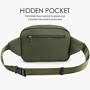 ZORFIN Fanny Packs for Women Men, Fashion Waist Pack Belt Bag with 5 Zipper Pockets Adjustable Belt, Casual Hip Bum Bag for Travel Shopping Hiking Cycling Running (Green)