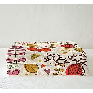 Cartoon Deer Throw Blanket Colorful Leaves Watercolor Plants Graffiti Fleece Blanket for Kids Teens Adults Cute Bird Butterfly Wild Animals Rustic Bed Blanket for Bed Couch Baby 30x40