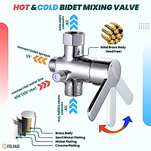 FOLINUS Hot and Cold Bidet Sprayer for Toilet, Bidet Warm Water with Dual Function Bidet Sprayer and Mixing Valve for Feminine Wash, Personal Hygiene, Pet Shower