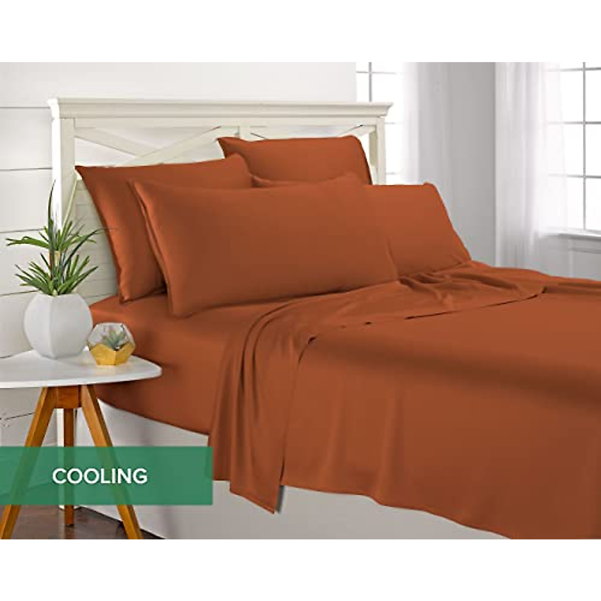 URE Bamboo Queen Pillowcase 2pc Set (20x30 inch) - Genuine 100% Organic Bamboo Viscose, Luxuriously Soft & Cooling, Double Stitching, Envelope Closure (2 Queen Pillowcases, Terracotta)