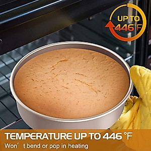 CHEFMADE Bakeware Round Cake Pan 2 Pieces, 6-Inch and 8-Inch with Removable Loose Bottom Nonstick & Quick Release Coating Chiffon Bakeware for Oven and Instant Pot Baking (Champagne Gold)