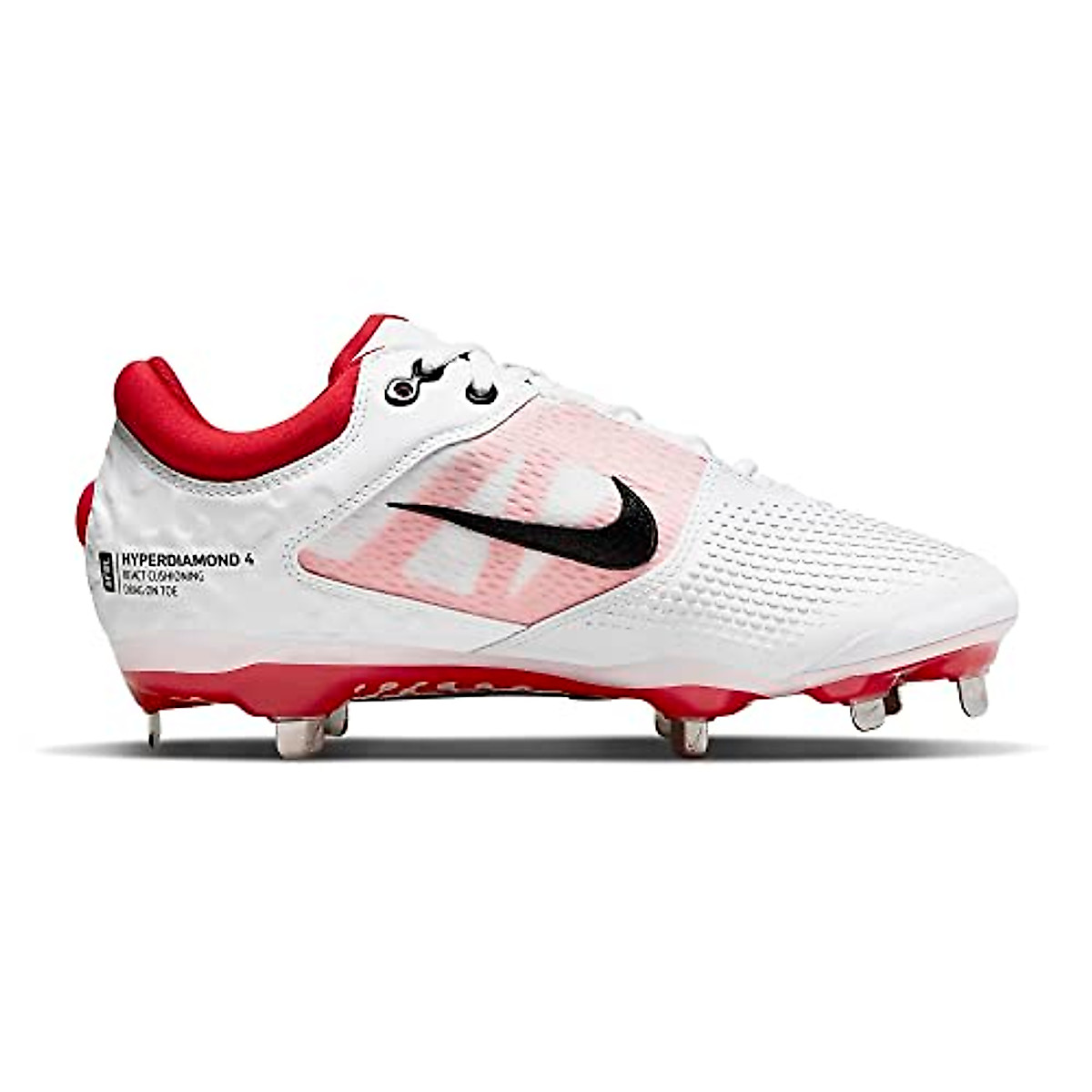 Nike Women's Hyperdiamond 4 Elite Softball Cleats (White/Black/University Red, us_Footwear_Size_System, Adult, Women, Numeric, Medium, Numeric_7)