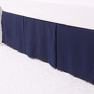 CaSaJa Original Crib Sheet and Skirt Set for Baby Boy Girl, Breathable Soft Nursery Crib Bedding Set Standard, 14” Drop Pleated Bedskirt Navy, 9” Deep Pocket Fitted Mattress Bed Sheet Gray