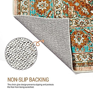 Boho Vintage Area Rug - 5x7 Large Persian Washable Living Room Rug Ultra-Thin Non-Slip Non-Shedding Print Floor Carpet for Bedroom Home