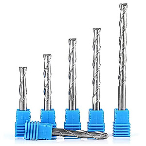 CNC Carbide End Mills 1/8" Router Bits Sprial CNC Router Bits Two Flute 3.175mm Spiral Upcut Milling Cutter for Wood PVC MDF Hardwood 10pcs (3.175x25x45mm)