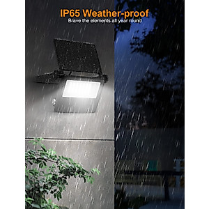 LemonBest Solar Outdoor Lights - Motion Sensor Outdoor Lights IP65 Waterproof Flood Light Wireless 6500K Super Bright Security Lights for Garage Yard Entryways Patio Garden (1 Pack)