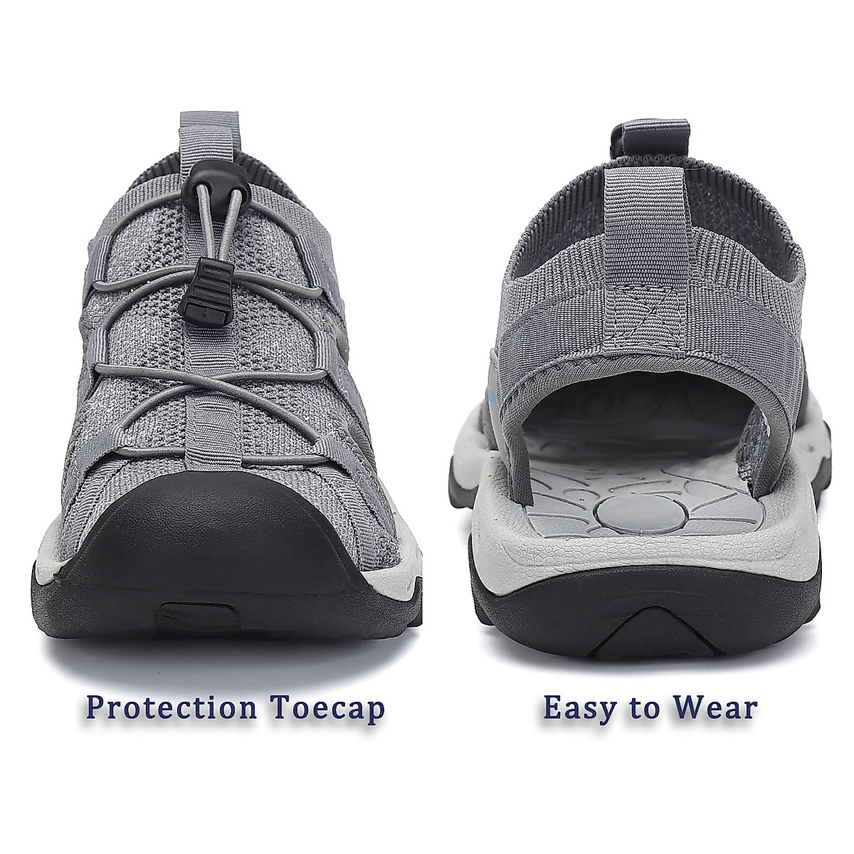 FLARUT Men's Sport Sandals Outdoor Hiking Sandals Closed Toe Mesh Athletic Lightweight Trail Walking Casual Sandals Water Shoes (C-Gray,40)