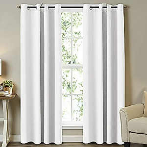 Room Darkening Curtain Panels Pure White Curtains Window Treatment Energy Saving Thermal Insulated Solid Grommet Room Darkening Drapes for Bedroom/Nursery, Pure White, 2 Panels, 52 in x 84 in (W x L)