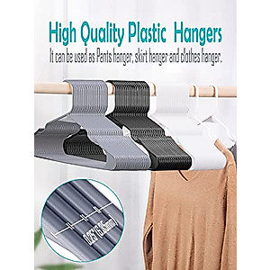 Smartor Plastic Hangers 30 Pack, White Clothes Hangers, Durable Coat Hanger for Closet, Thick White Hangers, Notched Hangers for Adult, Hanging Shirts, Blouses as Space Saving Hangers - White