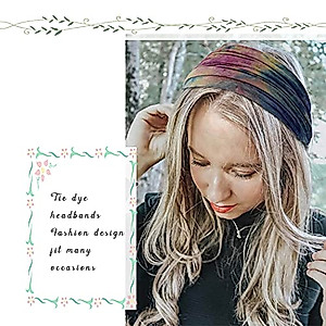 Gangel Boho Headbands Tie Dye Fabric Turban Head Wraps Wide Hair Scarf Yoga Running Hair Accessories for Women and Girls(Pack of 4) (Tie dye)