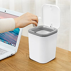 Begale 0.5 Gallon White Plastic Desktop Garbage Can, Mini Trash Can with Lid