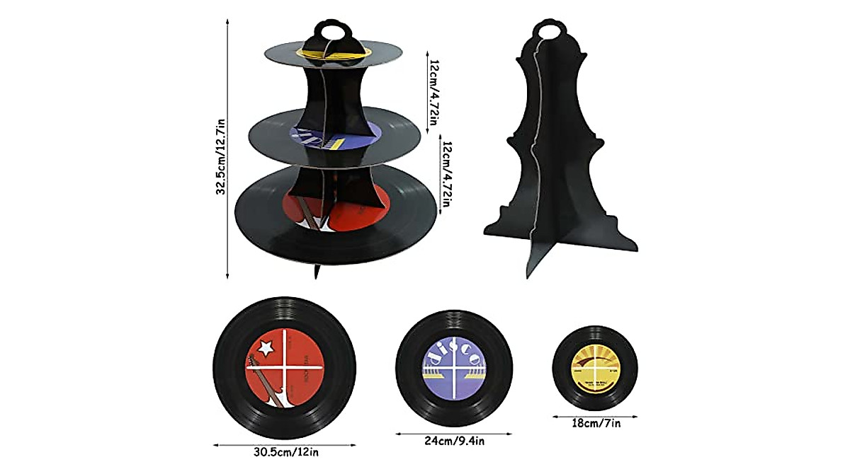 Retro 1950s Rock & Roll Cake Stand | 3-Tier Music Party Decor