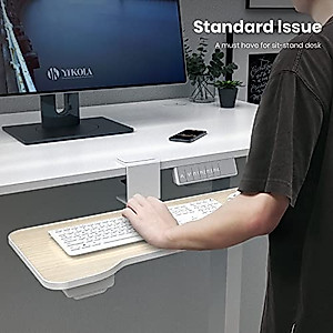 Keyboard Tray Under Desk,360 Rotating Keyboard&Mouse Tray with Drawer,Yikola Desk Extender Adjustable C-Clamp, Ergonomic Platform Tray Under Table,No Drilling Install 23.54'' x 9.8''in-Oak Pattern…