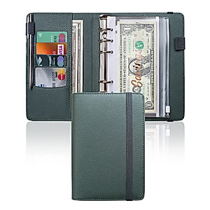 A6 Budget Binder with 10 Zipper Envelopes, PU Leather Money Binder Organizer for Cash Envelope Binder for Budgeting, Savings Binder with Budget Sheets & Stickers, Budget Organizer for Cash