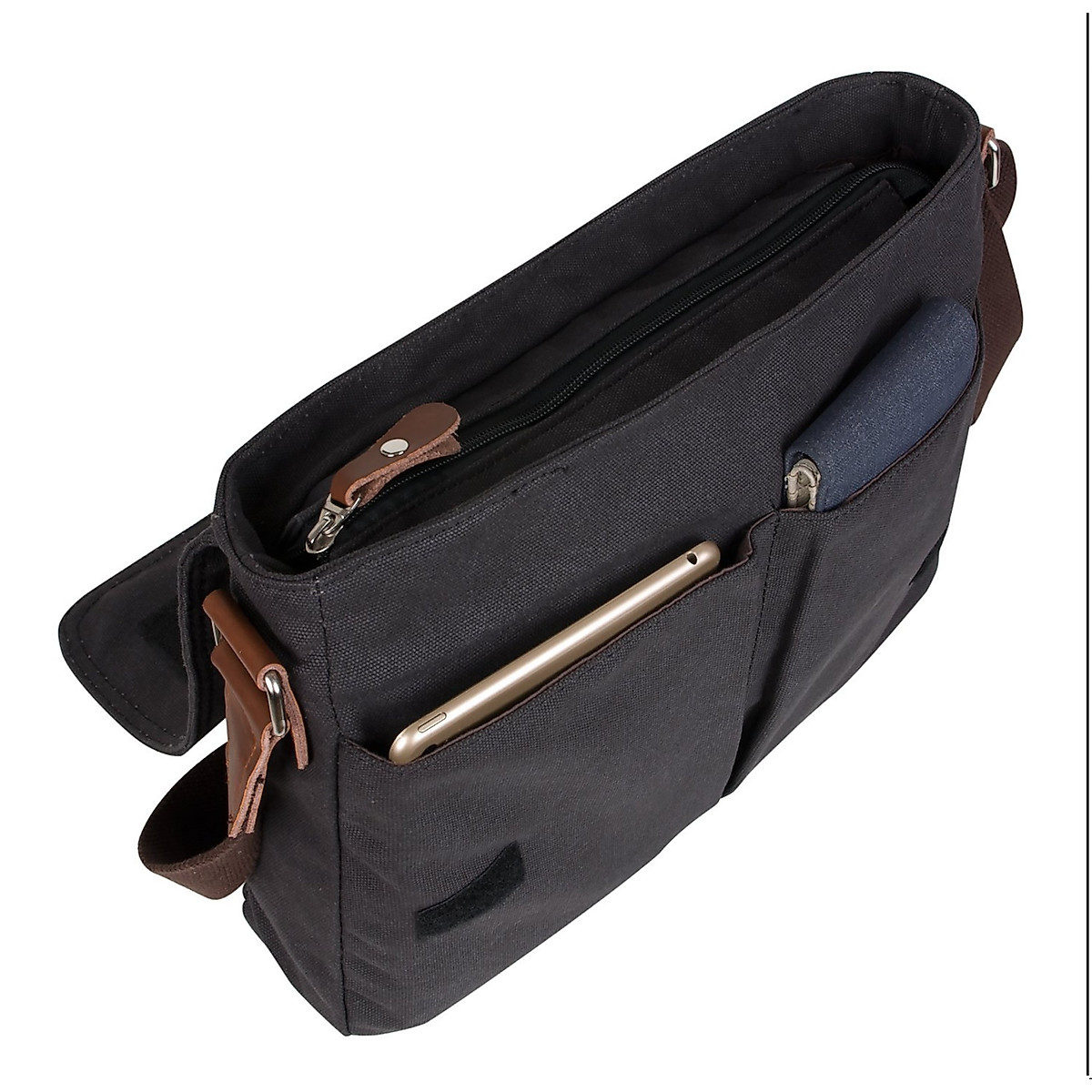 Vintage Men's Canvas Messenger Bag Laptop Shoulder Satchel Crossbody Sling Bookbag (M36_Black)