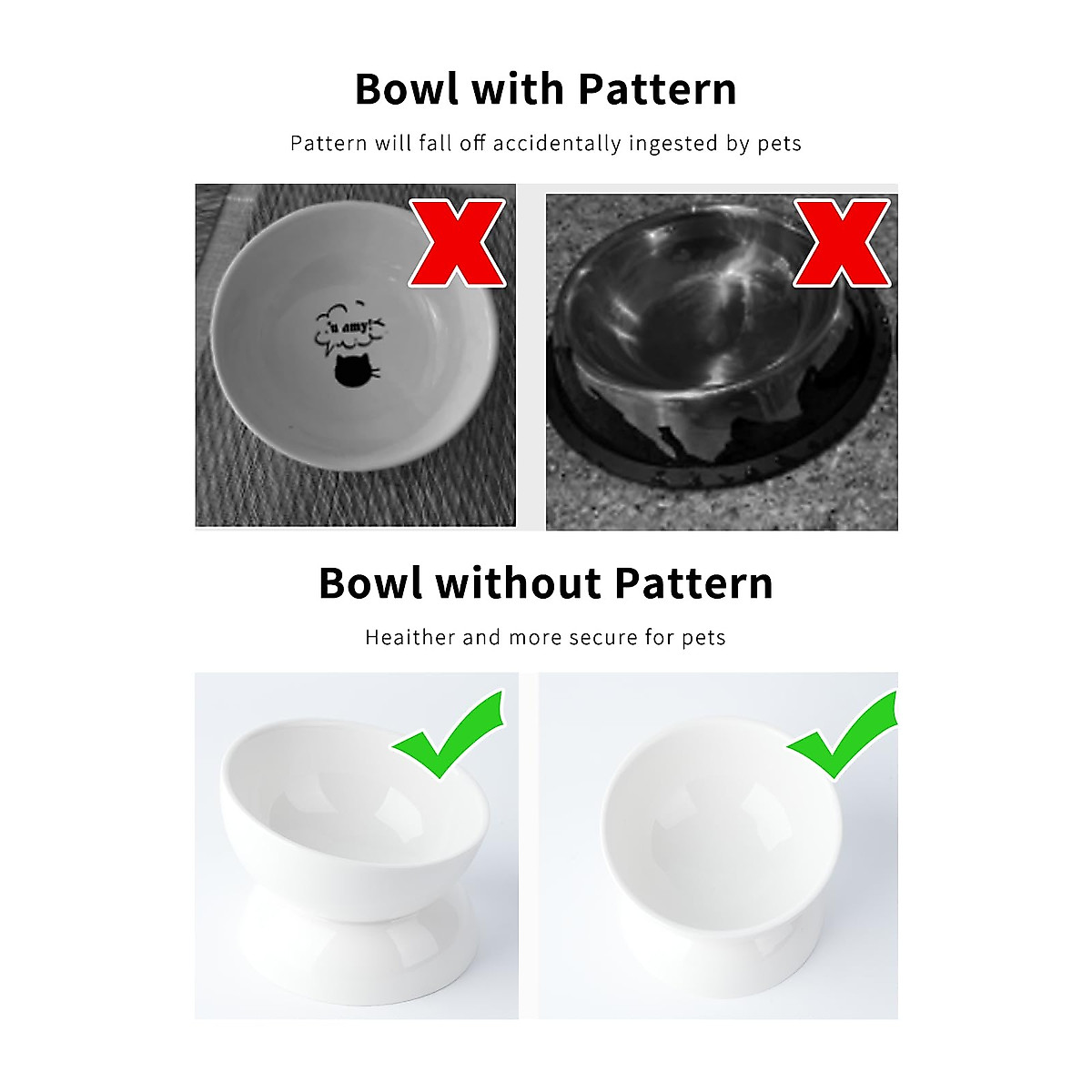 ABRUTY Cat Water Bowl, 16 OZ Ceramic Elevated Cat Dish, 15° Tilted and Raised Pet Food Bowl, Anti Vomiting Protect Pets' Spines and Whisker Fatigue