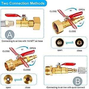 Gute 2 Pack Winterize RV Blowout Adapter, 1/4 Inch Male Quick Connect Faucet Adapter and 3/4 Inch GHT Hose Thread, RV Water Line Blowout Adapter for Trailer Internal, Boat, Camper, Air Compressor