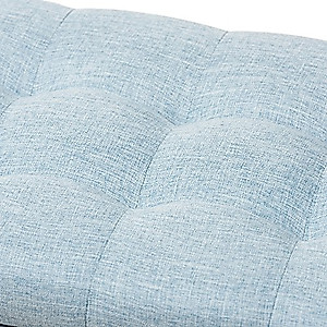 Baxton Studio Orillia Modern and Contemporary Light Blue Fabric Upholstered Grid-Tufting Storage Ottoman Bench