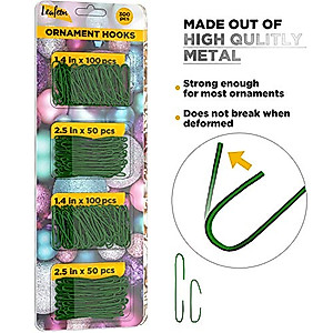 Leafeon 300 Pack Christmas Ornament Hooks for Christmas Tree Decoration – The Best Holiday Ornament Hangers (Green)