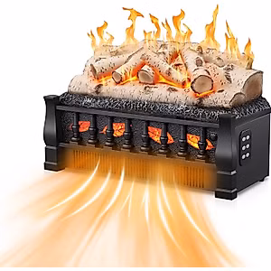 Xbeauty 20" Electric Fireplace Logs Heater,750W/1500WInsert Heater,5 Flame Brightness&Speed/Remote Control/Timer,with Flame Projection Board,for Home and Office Decor