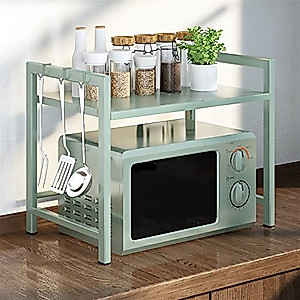 LUCBEI Microwave Oven Rack Kitchen Storage Rack, Microwave Oven Rack, Dish Rack, Tabletop, Table Top, Telescopic Multifunctional Seasoning Can Rack, Tableware, Double Layer Kitchen Storage Rack