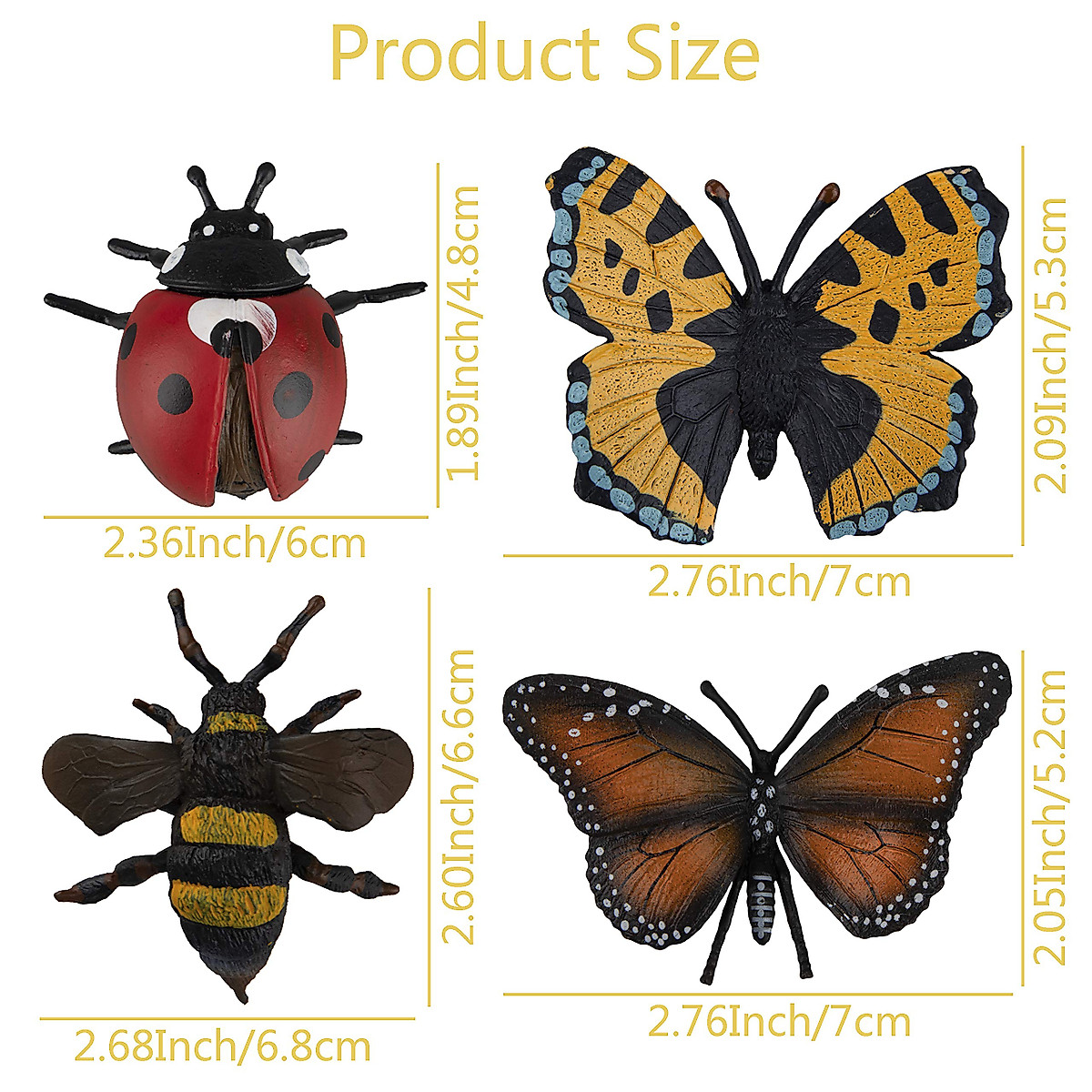 Toymany 12PCS Realistic Bugs Figures Toys - Plastic Insects Figurines Set with Bee Beetle Mantis Spider Ladybug Butterfly Scorpion - Halloween Party Favor School Project Gift for Kids Toddlers