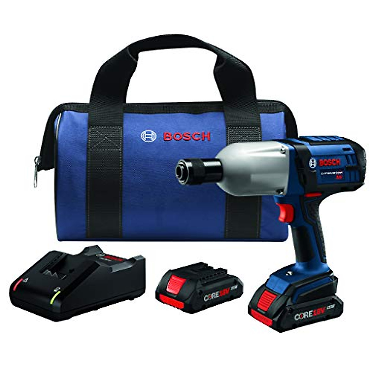 BOSCH HTH182-B25 18V High Torque Impact Wrench w/ 7/16" Hex w/ (2) 4.0 Ah CORE Compact Batteries