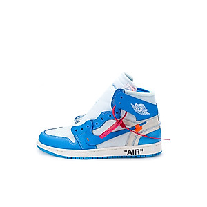 Nike Men's Air Jordan 1 Retro High Off-White UNC, White/Dark Powder Blue/Cone, 4.5