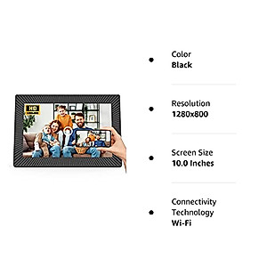 Digital Picture Frame, 10.1 Inch WiFi Digital Picture Frame Share Photos and Videos from Anywhere, Touch Screen Display- Gift for Friends and Family (Black108)