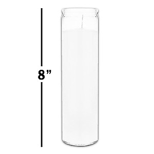 White Prayer Glass Candle Set - Bundle of 6 White 8" Prayer Candles for Vigils, Prayers, Cemetery, Blessing Ceremonies, Candles Bulk & Bible Bookmark