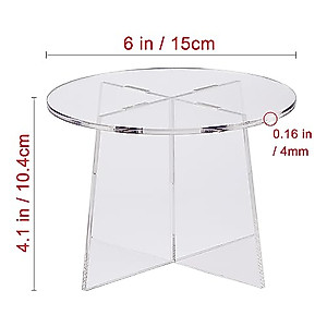 YourGift 6 inches Mini Plant Stand Indoor, Acrylic Planter Stand for Indoor Plants, Desktop Round Plant Holder Shelf for Flower Pots Table Display Rack for Event Decor (Clear)