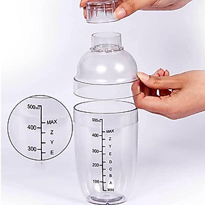 Plastic Martini Cocktail Shaker 530ml Wine Beverage Mixer Wine Shaker Cup Drink Mixer Barware Boston Bar Tool