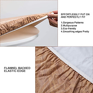 Hanming Covers for Tablecloth The Home Elastic Edged Flannel Backed Waterproof Vinyl Fitted Table Cover Large Round Woven, 36 - 44 Inch Round Table
