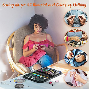 Coquimbo Sewing Kit for Traveler, Adults, Beginner, Emergency, DIY Sewing Supplies Organizer Filled with Scissors, Thimble, Thread, Sewing Needles, Tape Measure etc (Black, L)