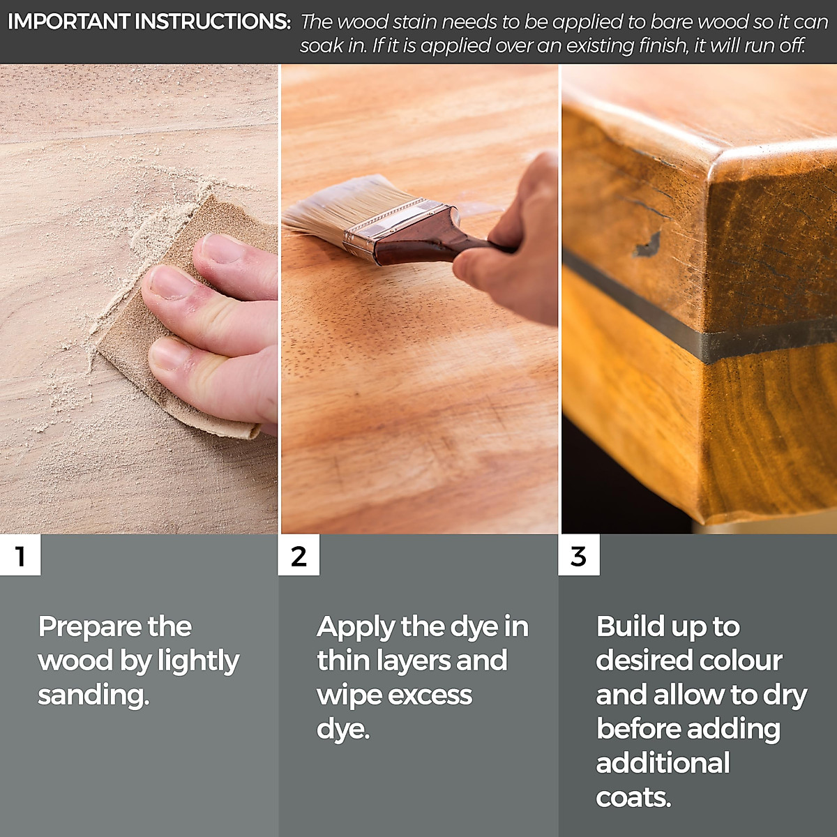 Littlefair's Wood Stain Water Based - 8.5oz/250ml - Indoor Furniture Stain Light & Dark Finishes - Special Non Toxic & Eco Friendly Formula - Wood Stain for Crafts - Color: Driftwood Grey