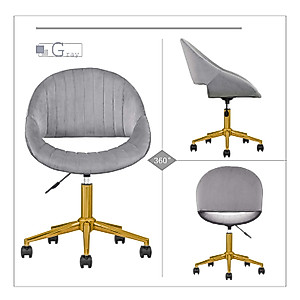 ovios Cute Desk Chair,Plush Velvet Office Chair for Home or Office,Modern,Comfortble,Nice Task Chair for Computer Desk. (Golden-Grey)