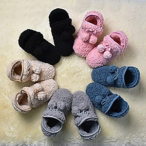 GPOS Womens Slippers with Cozy Memory foam Cute Fuzzy Winter Bootie slippers Ladies Warm Lightweight House Shoes Beige