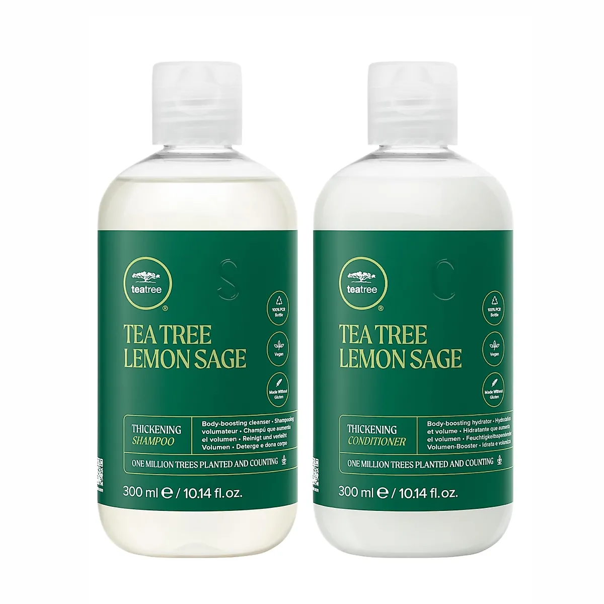 Tea Tree Lemon Sage Thickening Shampoo and Conditioner Set, Builds Body + Boosts Volume, For Fine Hair, 10.14 fl. oz., Set