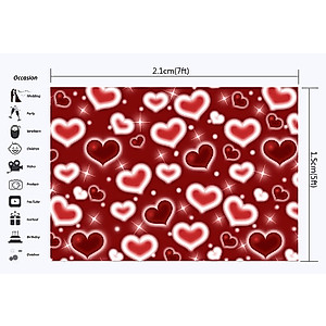 LYCGS 7X5FT Red Heart Photo Backdrop 90s Backdrops for Photoshoot Valentine's Day Backdrop Women Men Happy Birthday Photography Background Banner Photo Booth Studio Props X-91