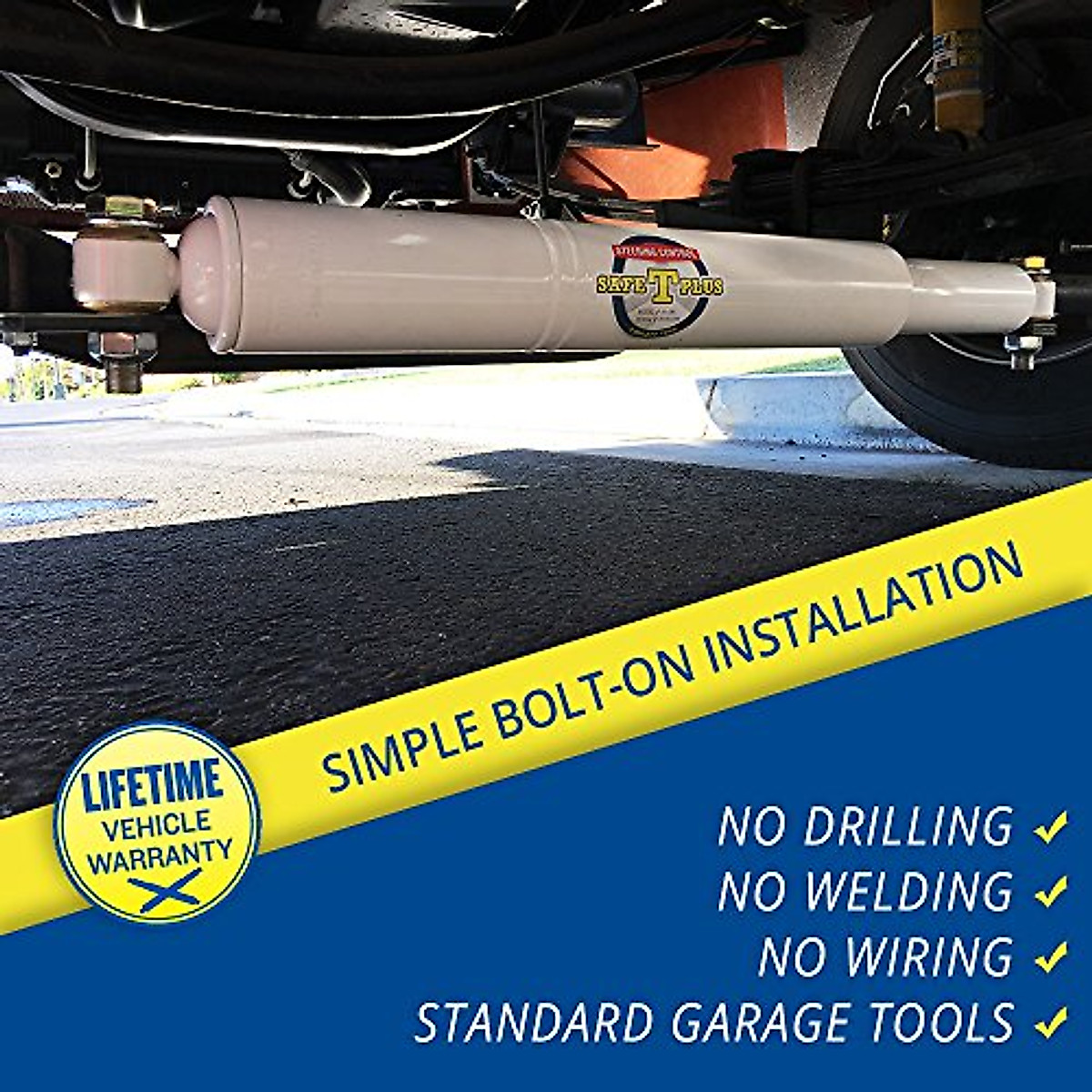 Safe-T-Plus RV Steering Stabilizer 41-180 White (RV Steering Stabilizer, RV Steering Control, RV Safety, Truck Steering Stabilizer)