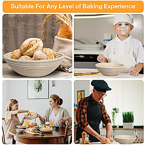 Lithos Bread Proofing Basket - 10 Inch Round Banneton Baskets Kit - Splinter-Free, Non-Stick Surface, Cloth Liners Accessories - Bake Bread Gifts for Home Bakers