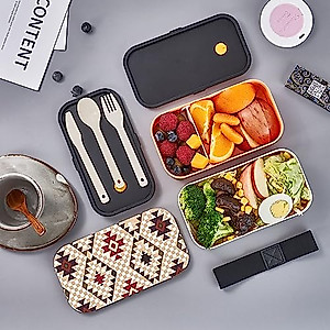 Geometric Vector Adult Lunch Box, Bento Box, With Cutlery Set Of 3, 2 Compartments, Rectangular, Lunch Box For Adults