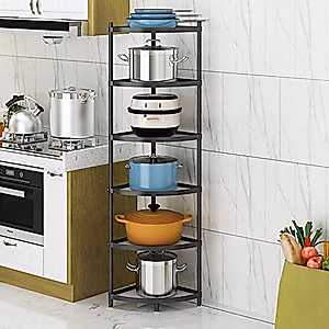 Kitchen Corner Shelf Rack, Multi-layer Pot Rack Storage Organizer Stainless Steel Shelves Shelf Holder (6 Tier-2)
