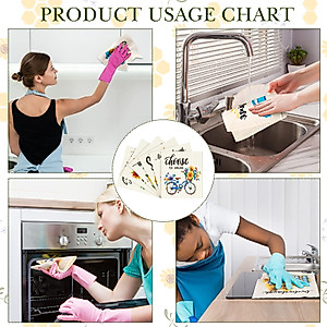 6 Pcs Swedish Kitchen Dishcloths Kitchen Towels, Absorbent Dish Towels, Reusable Sponge Cleaning Dish Cloths Quick Drying Washable Decorative Tea Towels No Odor Bar Hand Towel (Sunflower)