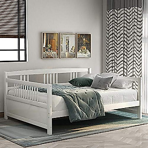 Harper & Bright Designs Full Daybed Frame, Solid Wood Daybed Frame,No Box Spring Needed, White Daybed