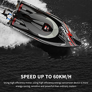GoolRC RC Boat, WLtoys WL916 Remote Control Boat, 60KM/H High Speed RC Racing Boat for Pools or Lakes, 2.4GHz RC Boats with Low Battery Alarm for Kids and Adults,
