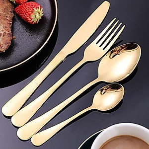 LOOKATHOT Superior 1810 Silverware Set, 24-Piece Stainless Steel Flatware Set Service for 6,Tableware Cutlery Set for Home and Restaurant, Mirror Polish, Dishwasher Safe