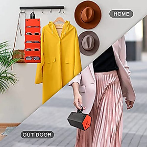 SZYMWS Sunglasses Case Organizer 5 Slot Travel Glasses Case Multiple Sunglasses Holder Organizer Eyeglasses Storage Box (Black+Red)